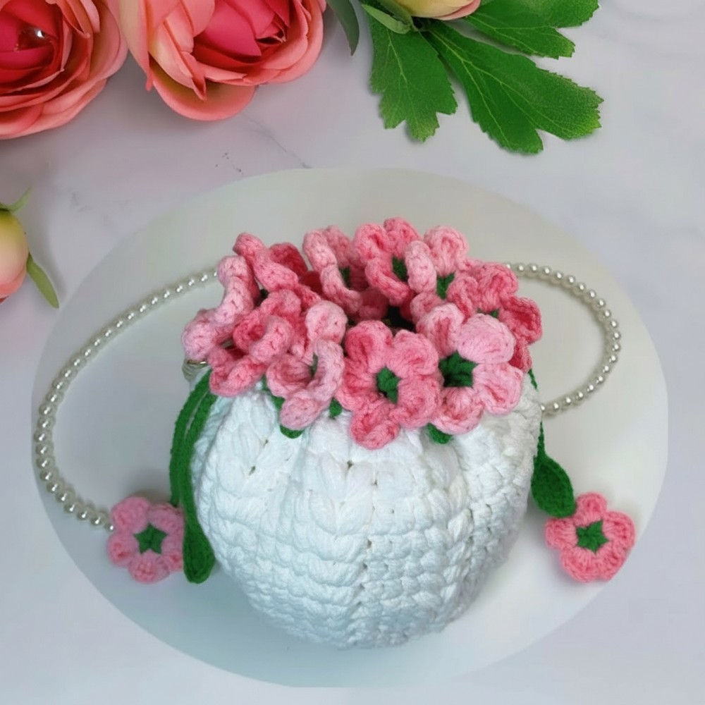 How to Crochet Floral Drawstring Bag Pattern You’ll Want To Carry ...